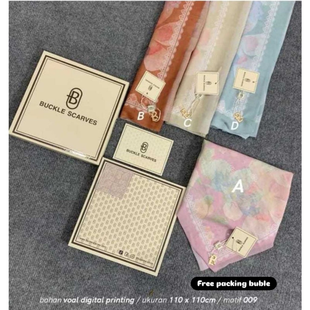 Jual Hijab Buckle Scarves Box Hijab Segiempat Buckle Motif Free Box ...