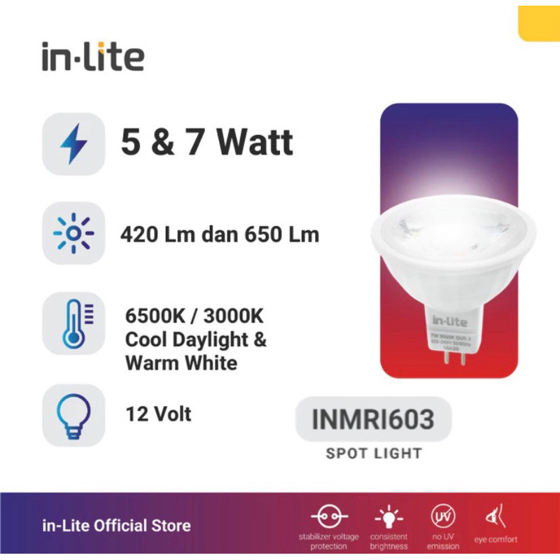 Jual InLite LED Lampu Sorot MR 16 Tusuk || Lampu SpotLight INMR1603 5 ...