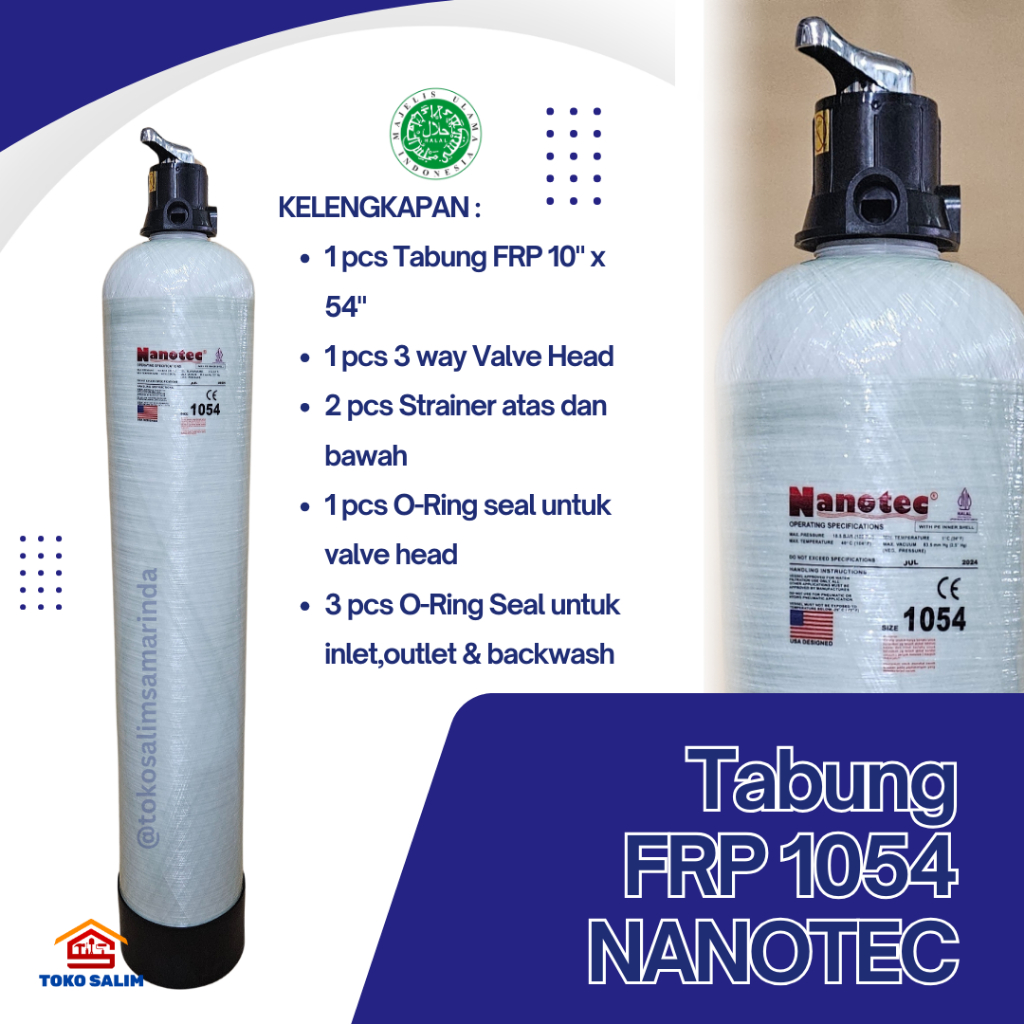 Jual Tabung Media Filter Air FRP 1054 Nanotec + Head 3way | Shopee Indonesia