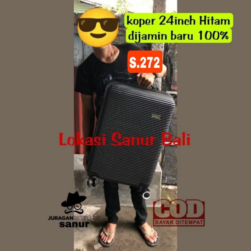 Jual Koper hitam 24inch polo tidak mudah pecah roda 4 | Shopee Indonesia