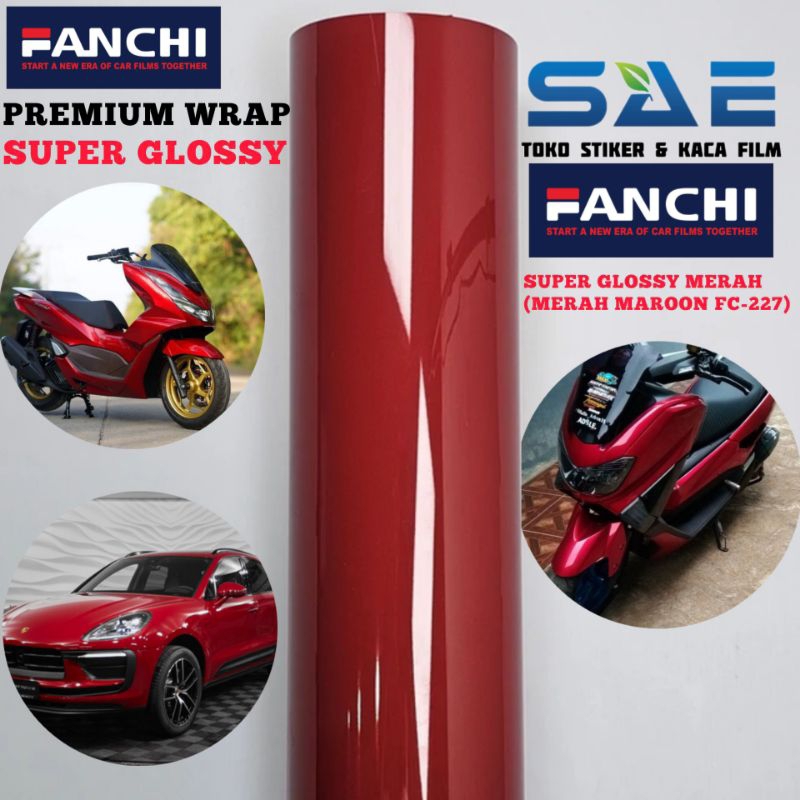 Jual Sticker Skotlet Merah Tua Porche Rouge Red Super Glossy Merek ...