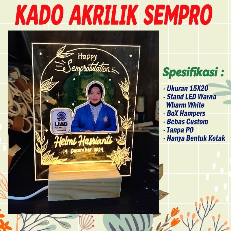 Jual Kado Akrilik Custom Hadiah Happy Semprotulation Sempro Kado Wisuda ...