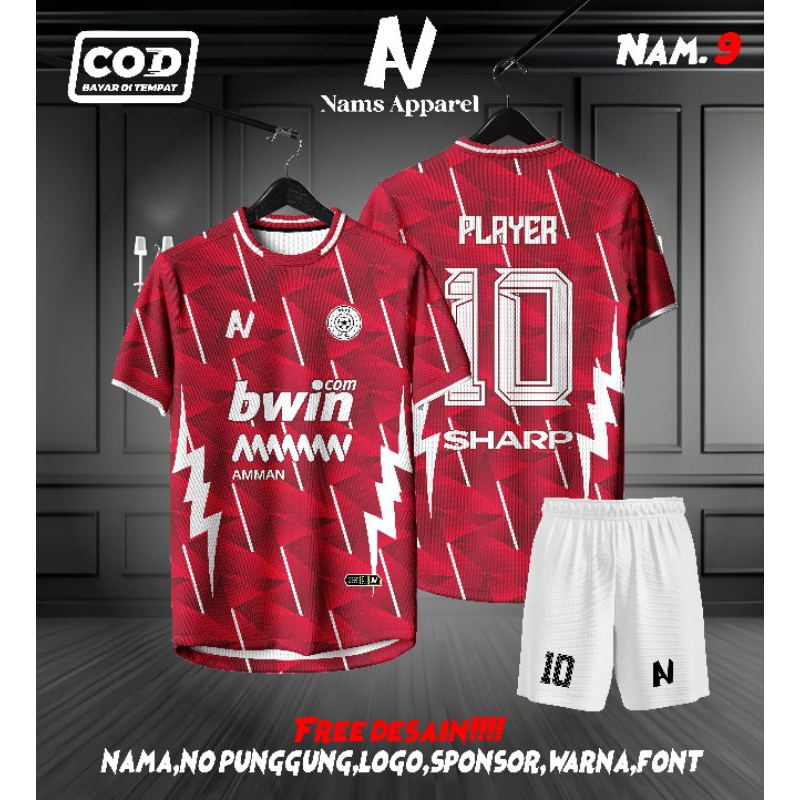 Jual JERSEY FUTSAL / SEPAKBOLA FULL PRINTING MERAH KEREN BEBAS CUSTOM ...