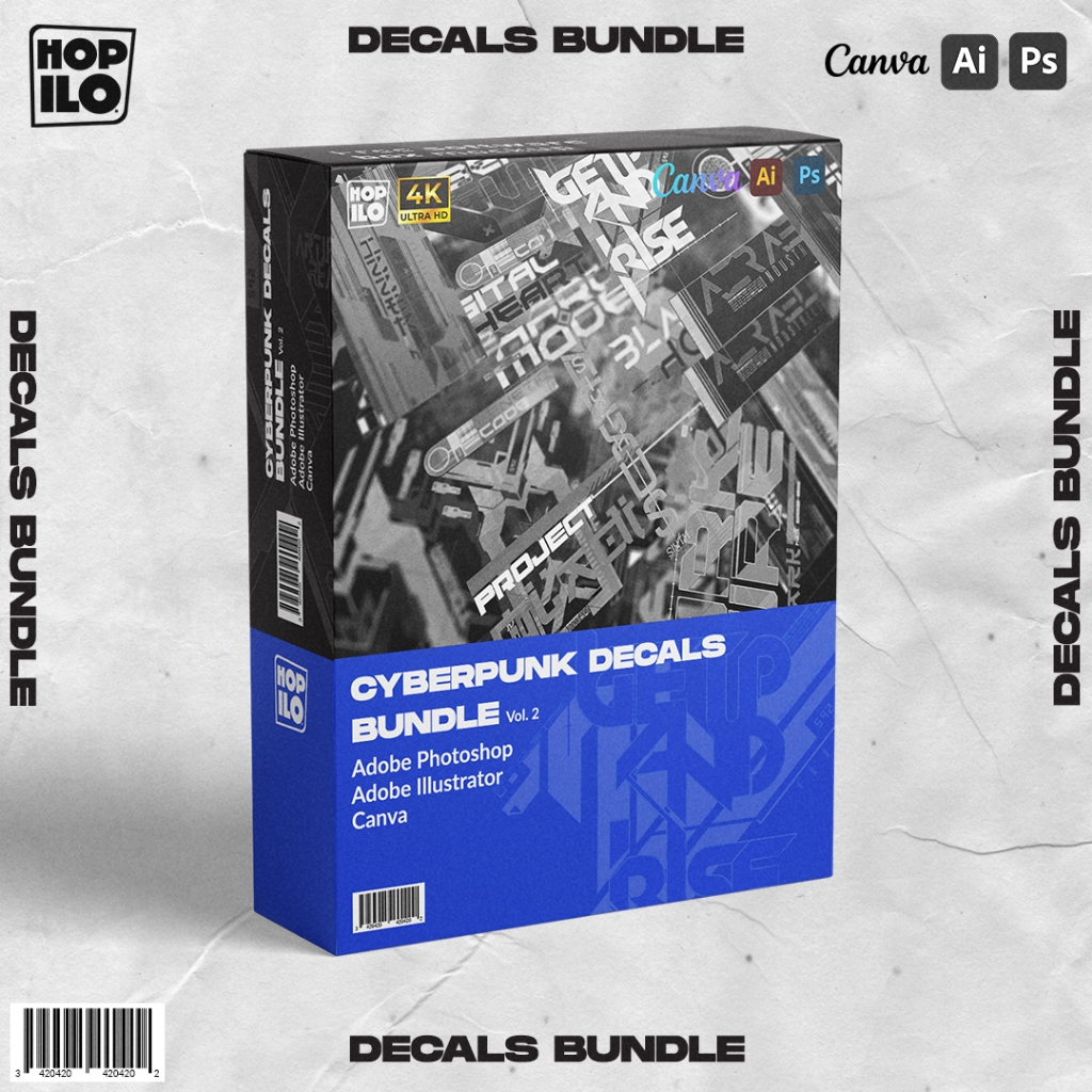 Jual Aset Desain CyberPunk Decals Bundle Vol.2 (Photoshop-Canva ...