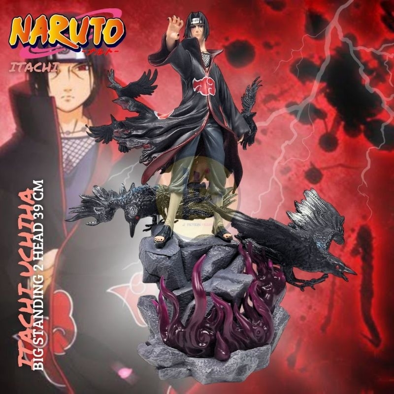 Jual Action Figure Itachi Uchiha Statue Naruto Big Standing 2 Kepala ...