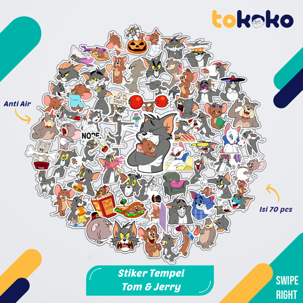 Jual Stiker Cutting Tom and Jerry Paper Vinyl Dekorasi Laptop Koper ...