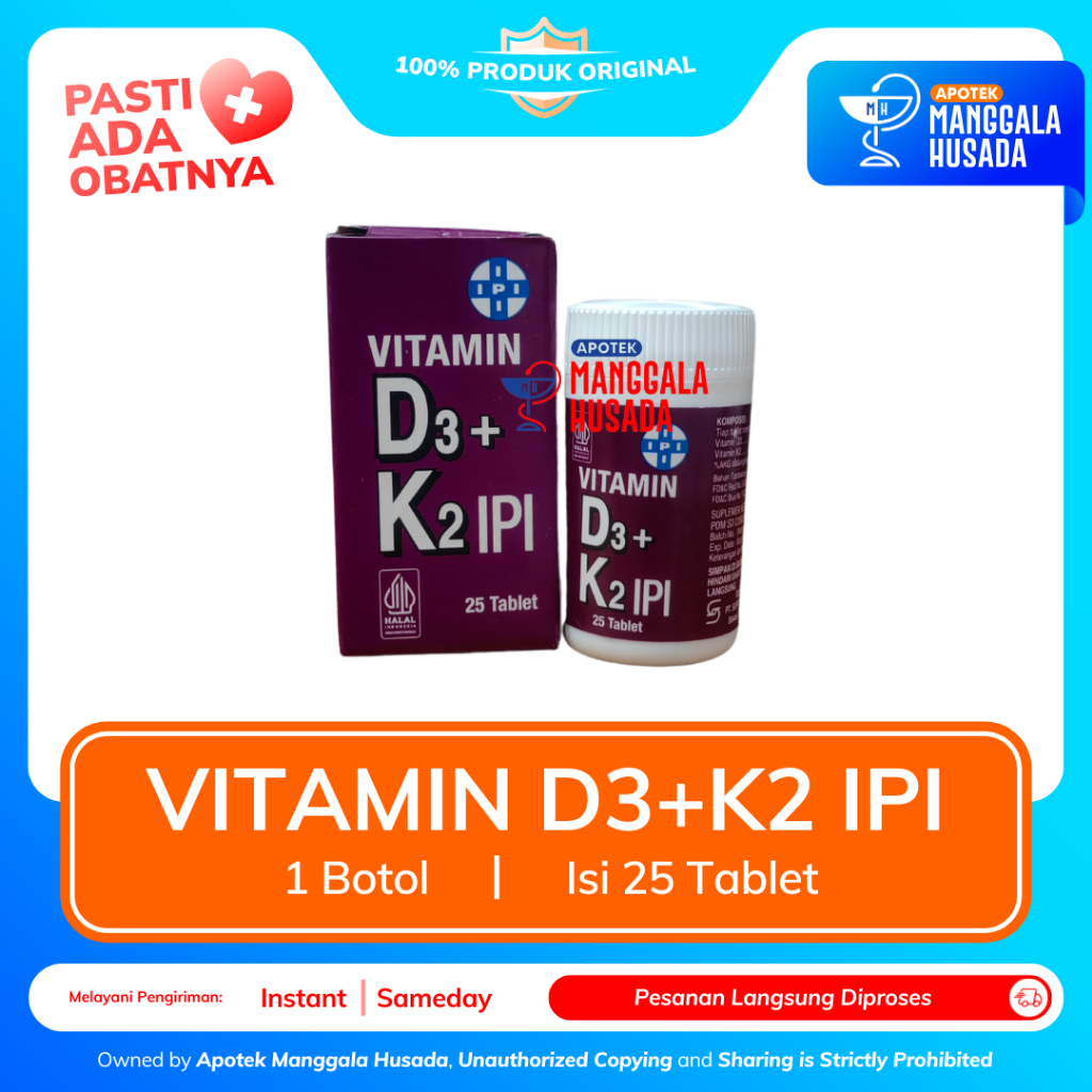 Jual VITAMIN D3+K2 IPI PER BOTOL @ 25 TABLET | Shopee Indonesia