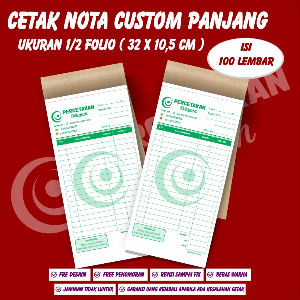 Jual cetak nota panjang 32x10,5 cm | Shopee Indonesia