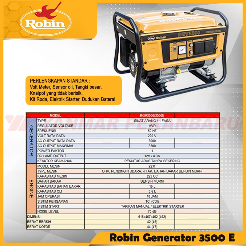 Jual Genset Bensin Electric Stater 3000 Watt ROBIN RGV 3500 E | Shopee ...