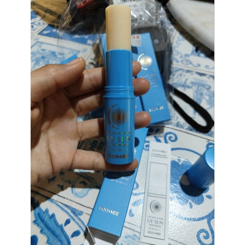 Jual collagen & snail uv sun stick balm spf 50+ PA++++ soo&mee made in Korea / sun stick balm ...