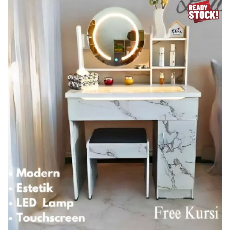 Jual meja rias make up vanity mirror kosmetik skincare konsol rias hias ...