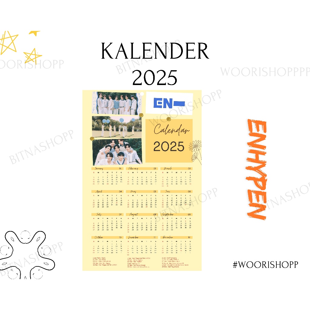 Jual 2025 KALENDER ENHYPEN KPOP + LAMINASI 2SISI WOORI IDOL BIAS KOREA ...