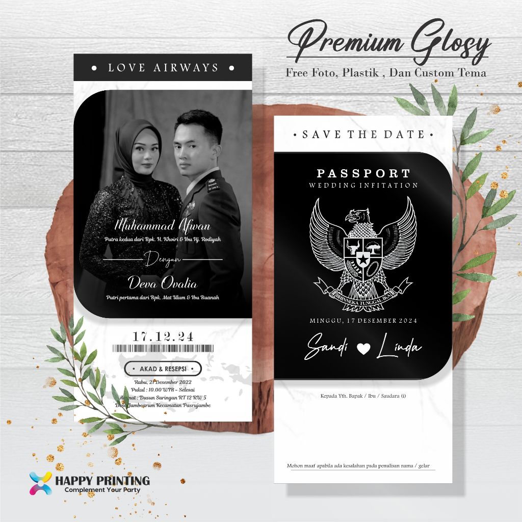 Jual UNDANGAN PERNIKAHAN 1 LEMBAR GLOSY / MENGKILAP FREE FOTO BARCODE ...