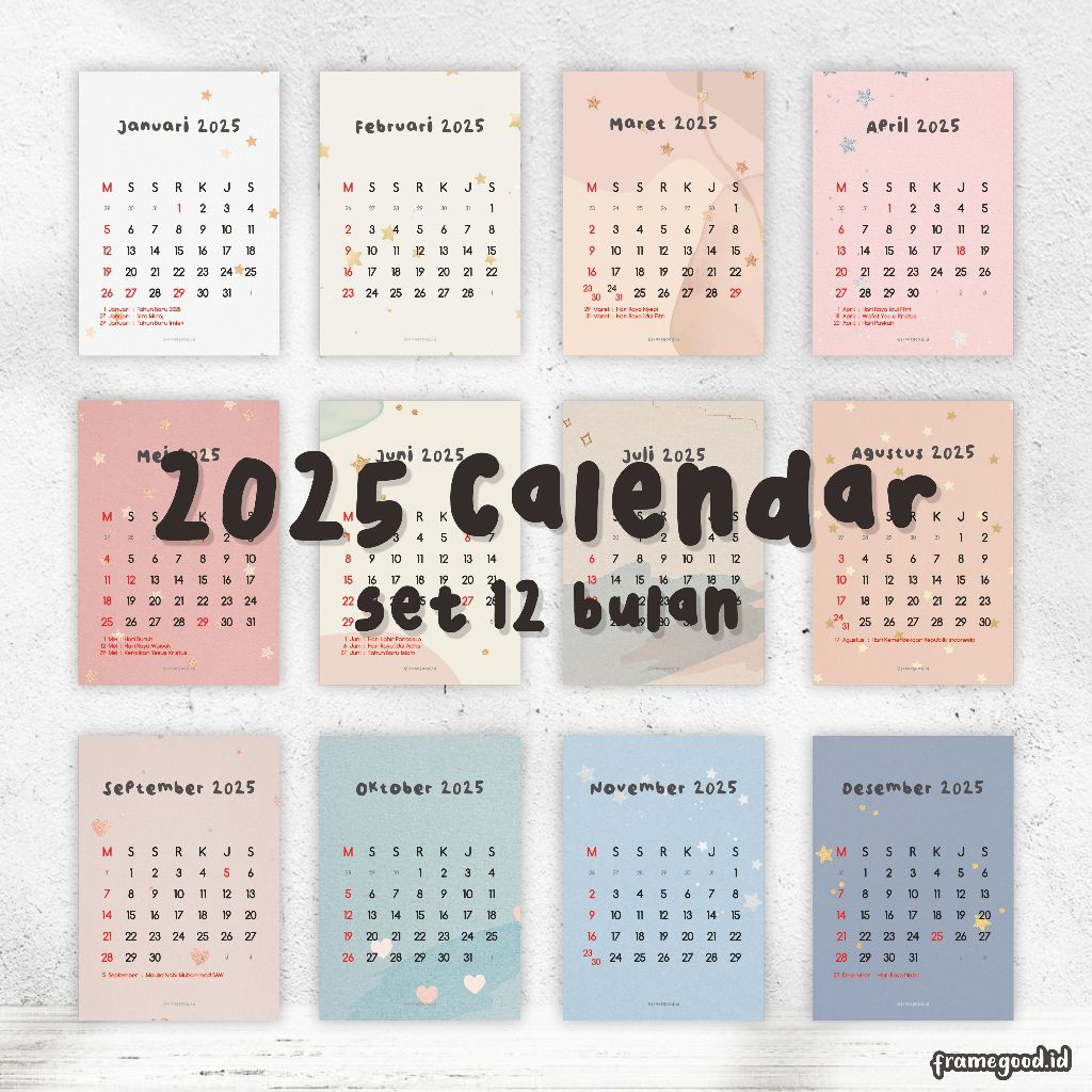 Jual [SET 12 BULAN] 2025 MONTHLY CALENDAR / kalender poster bulanan ...
