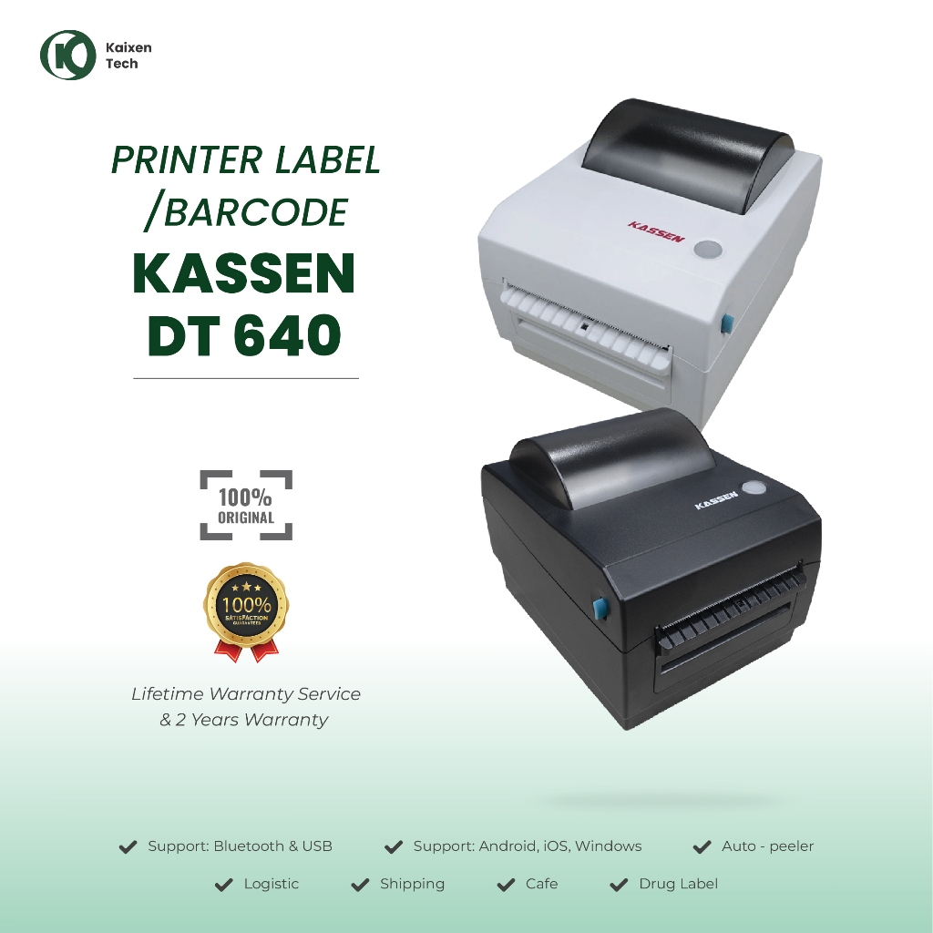 Jual Printer Label KASSEN DT 640 100mm Barcode Thermal Sticker Usb -Bluetooth Printer Resi ...