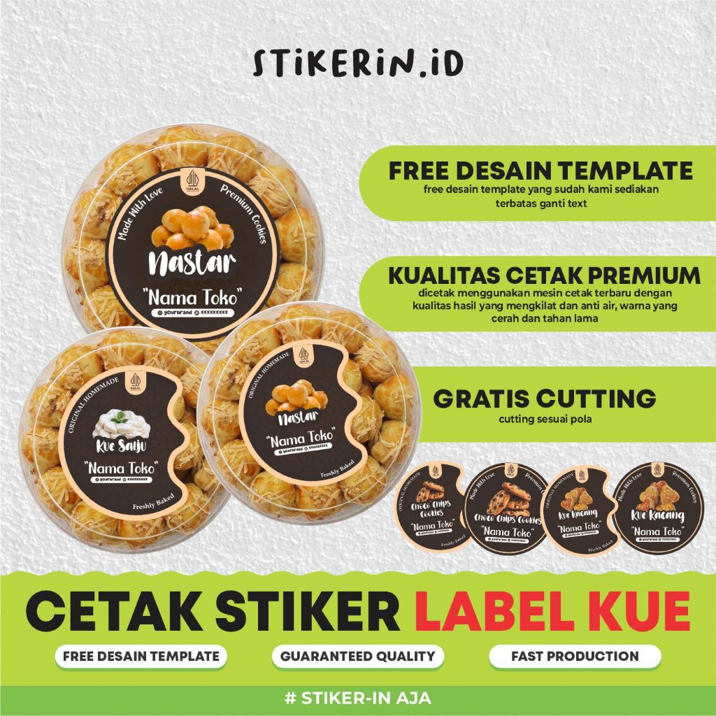 Jual Stiker Label Kemasan Kue Kering / Stiker Nastar / Kue Kering ...