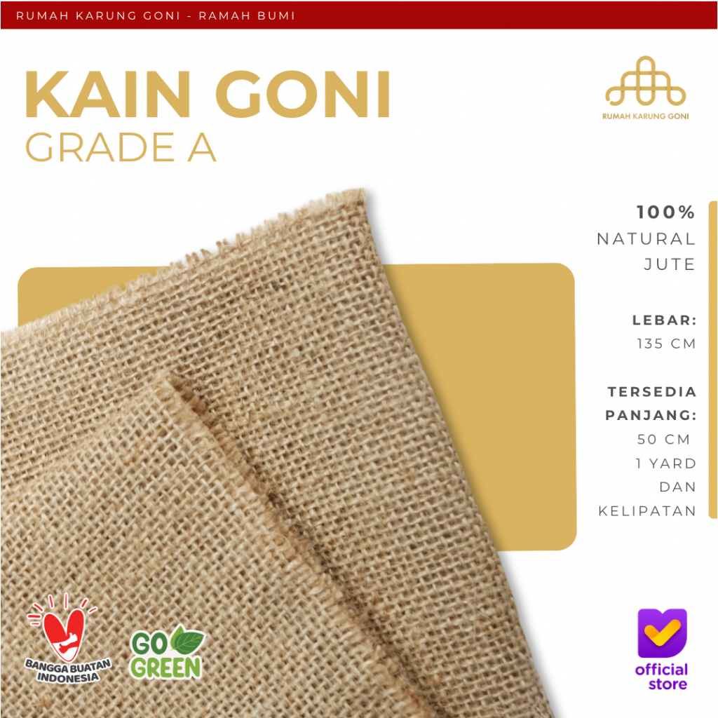 Jual Kain Goni Lokal Grade A - P 91.4 CM x L 135 CM - Bahan Kain Karung Goni - Burlap DIY Crafti ...