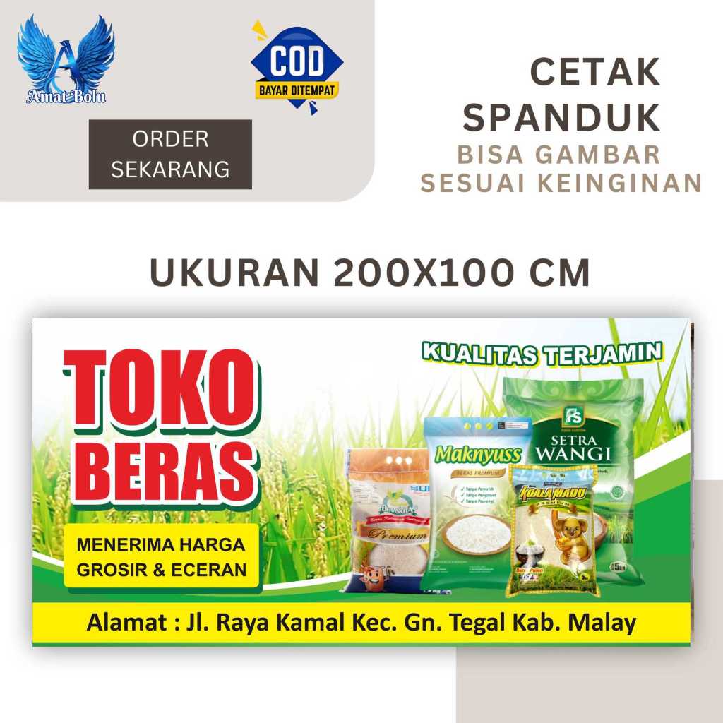 Jual Cetak Spanduk Banner TOKO BERAS Ukuran 200x100 Costom Desain ...
