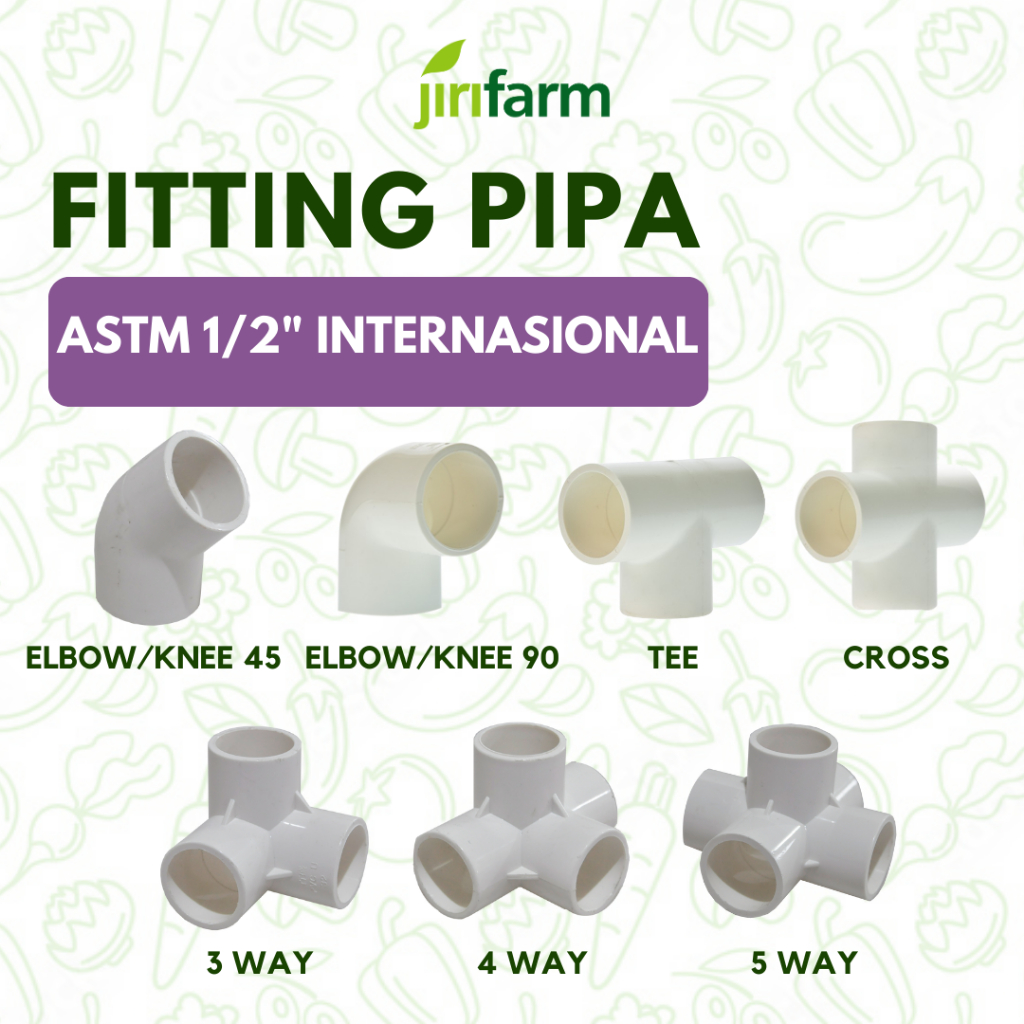 Jual JIRIFARM - Fitting Pipa ASTM 1/2 Inch Inci Knee Keni Elbow Cross ...