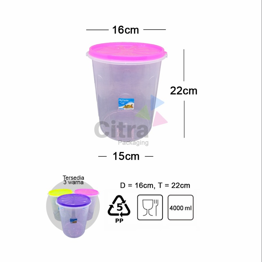 Jual Mutiara KMP Toples Plastik Ulir Drat 1,5 kg/Toples Plastik 4 Liter ...