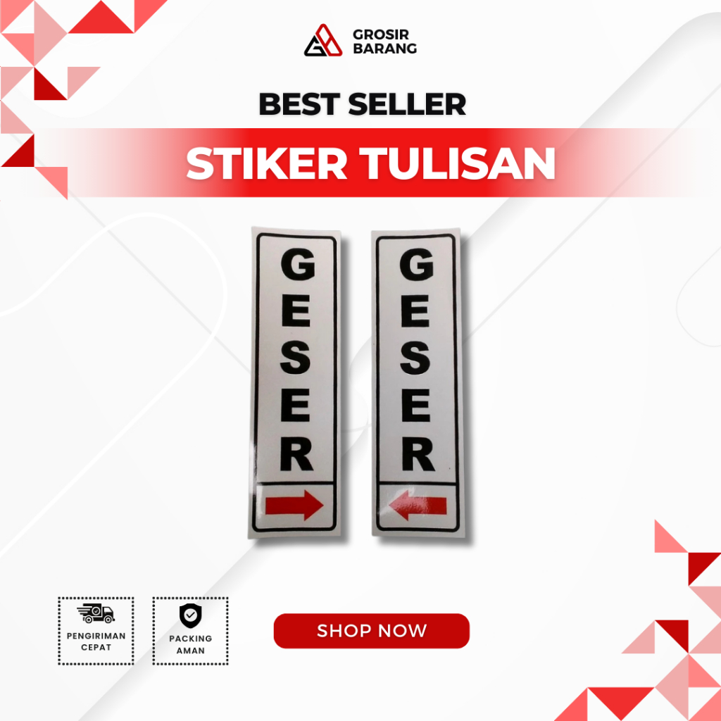 Jual Stiker Tulisan Geser Kiri Berdiri dan geser kanan berdiri Tempel ...