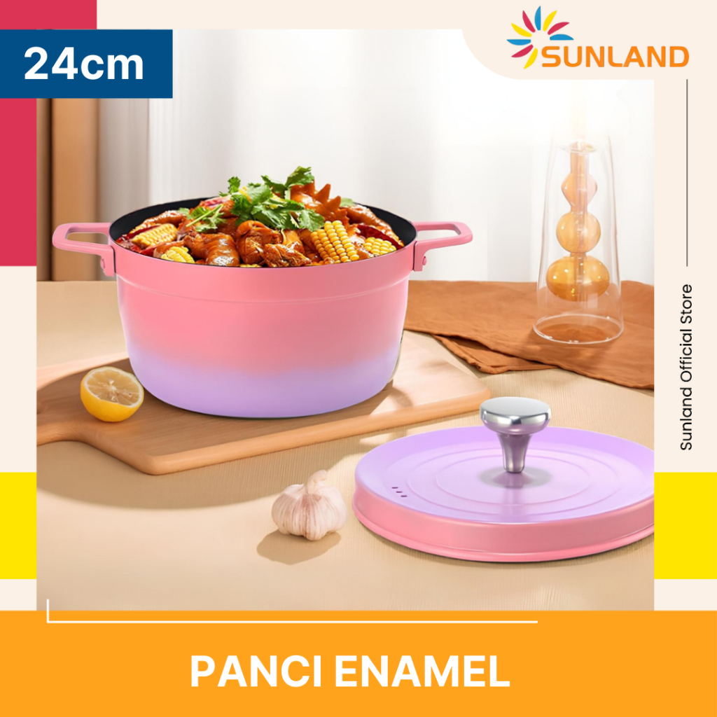 Jual SUNLAND Enamel Cast Iron Panci Enamel Besi Cor Panas Merata Anti ...