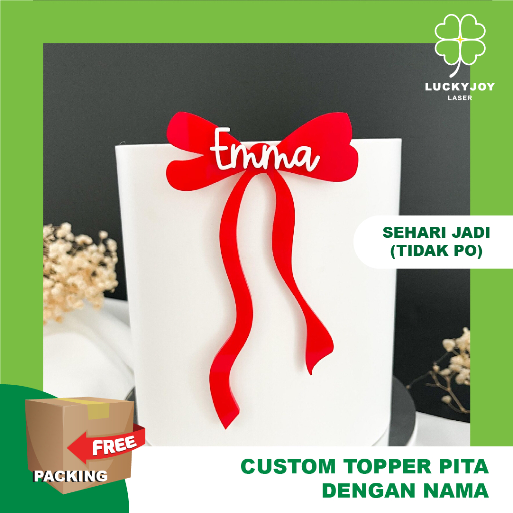 Jual TOPPER PITA BOW RIBBON DENGAN NAMA CUSTOM GIRLIE MICKEY MINNIE ...