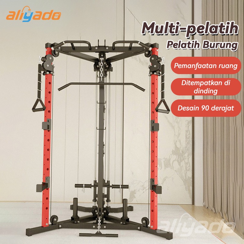 Jual Functional Squat Rack Dual Cable Crossover Home Gym Trainer Pulley ...