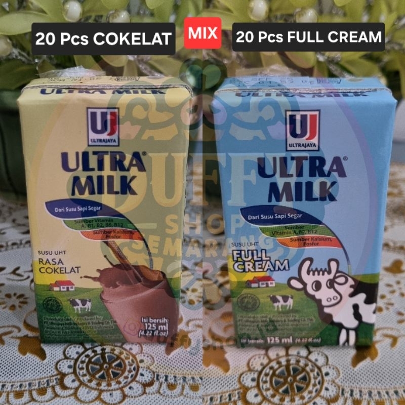 Jual SUSU UHT ULTRA MILK RASA FULL CREAM MIX COKELAT 1 KARTON @125ML (40PCS) | Shopee Indonesia