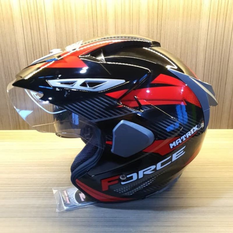 Jual FORCE Helm Motor SNI Half Face Double Visor Pria Laki Cowok Dewasa ...