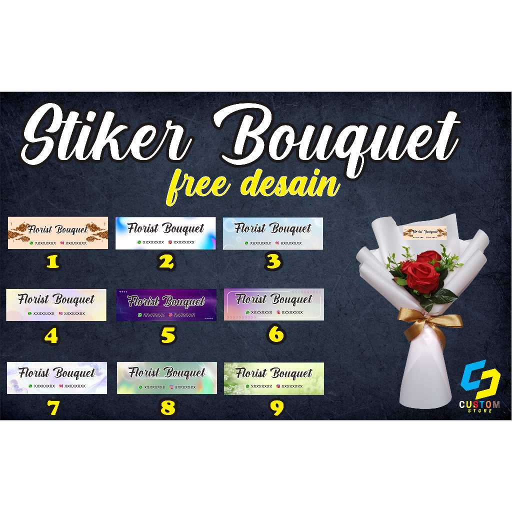 Jual [ 110pcs ] stiker buket-stiker bouquet-label bouquet-label buket 1 ...