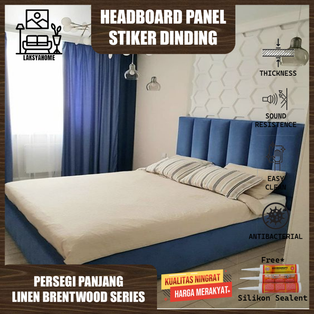 Jual Headboard Panel Dinding 20x60 Rectangle Linen Brentwood Series ...