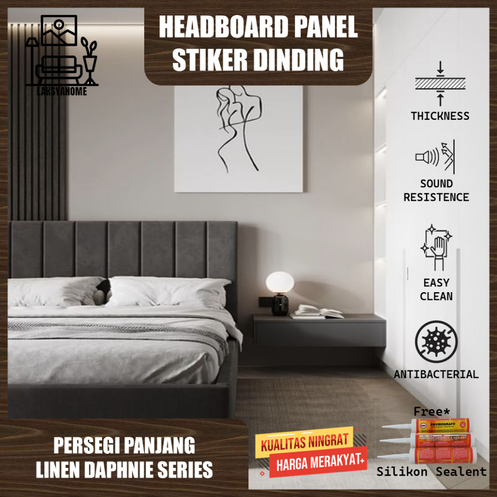 Jual Headboard Panel Dinding 20x60 Rectangle Linen Daphnie Series ...