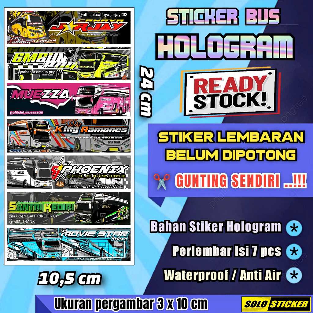 Jual Isi 7 pc Stiker Bus Hologram Lembaran Model Panjang Isi Campur ...