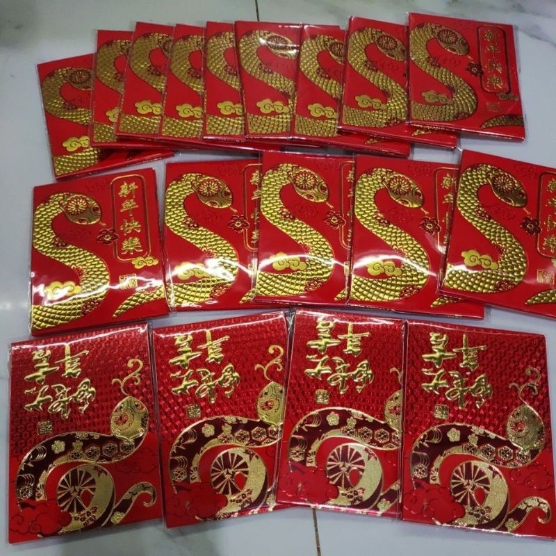 Jual 6 (lembar) Angpao ular tebal tahun 2025 isi 6 lembar ukuran sedang ...