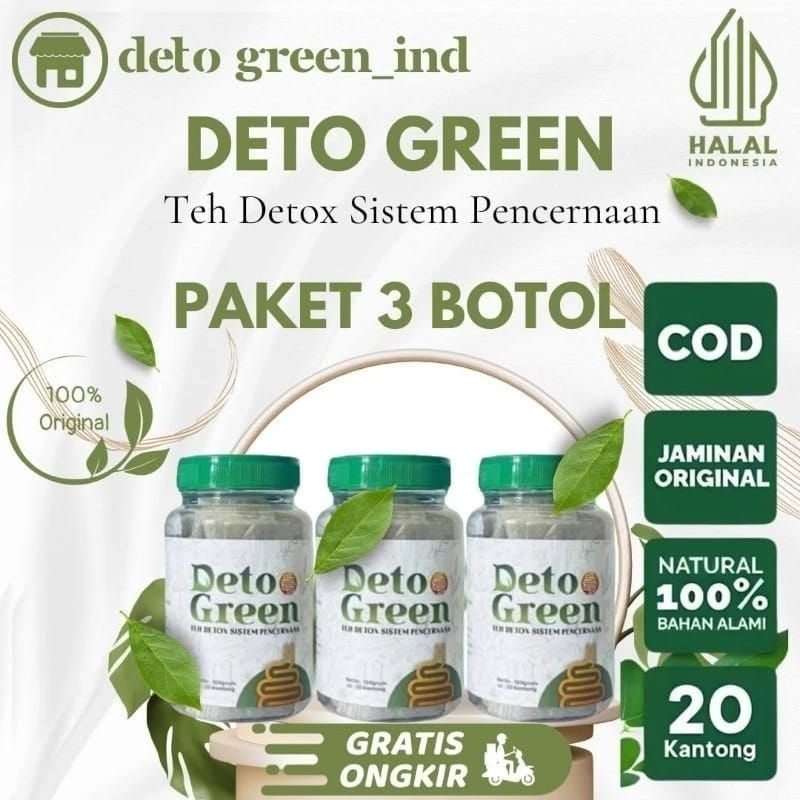 Jual Deto Green Teh Detox System Pencernaan Paket 3 Botol isi 20 ...