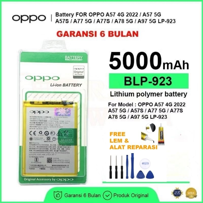 Jual BATERAI BLP-923 OPPO A57 4G 2022 / A57 5G / A57S / A77 5G / A77S ...