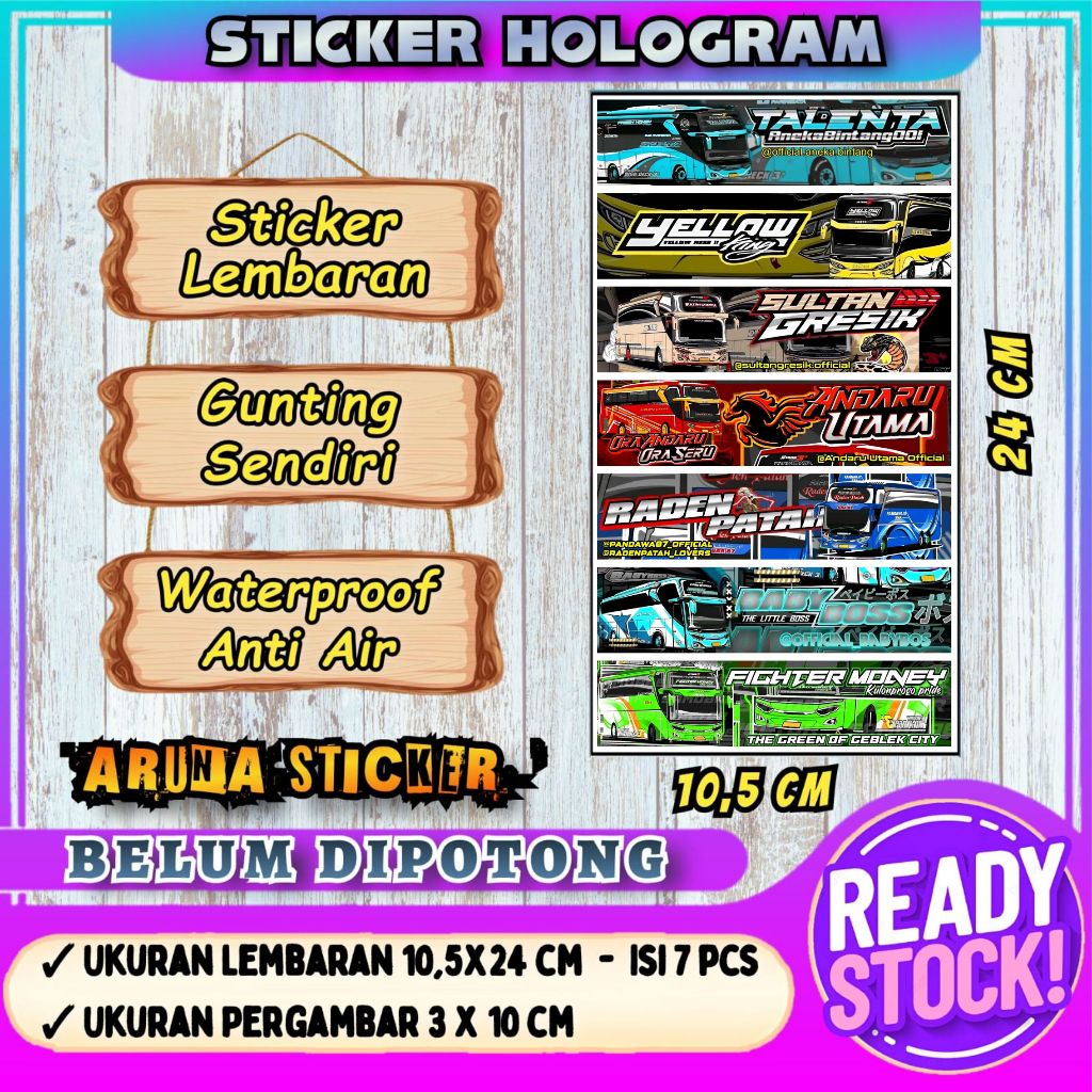 Jual STIKER BUS PANJANG Lembaran Isi 7 pc Stiker Bus Basuri Hologram ...