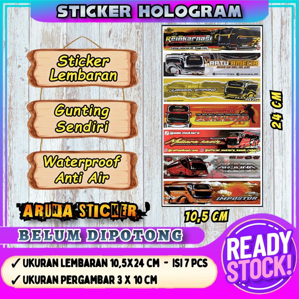 Jual STIKER BUS PANJANG Lembaran Isi 7 pc Stiker Bus Basuri Hologram ...