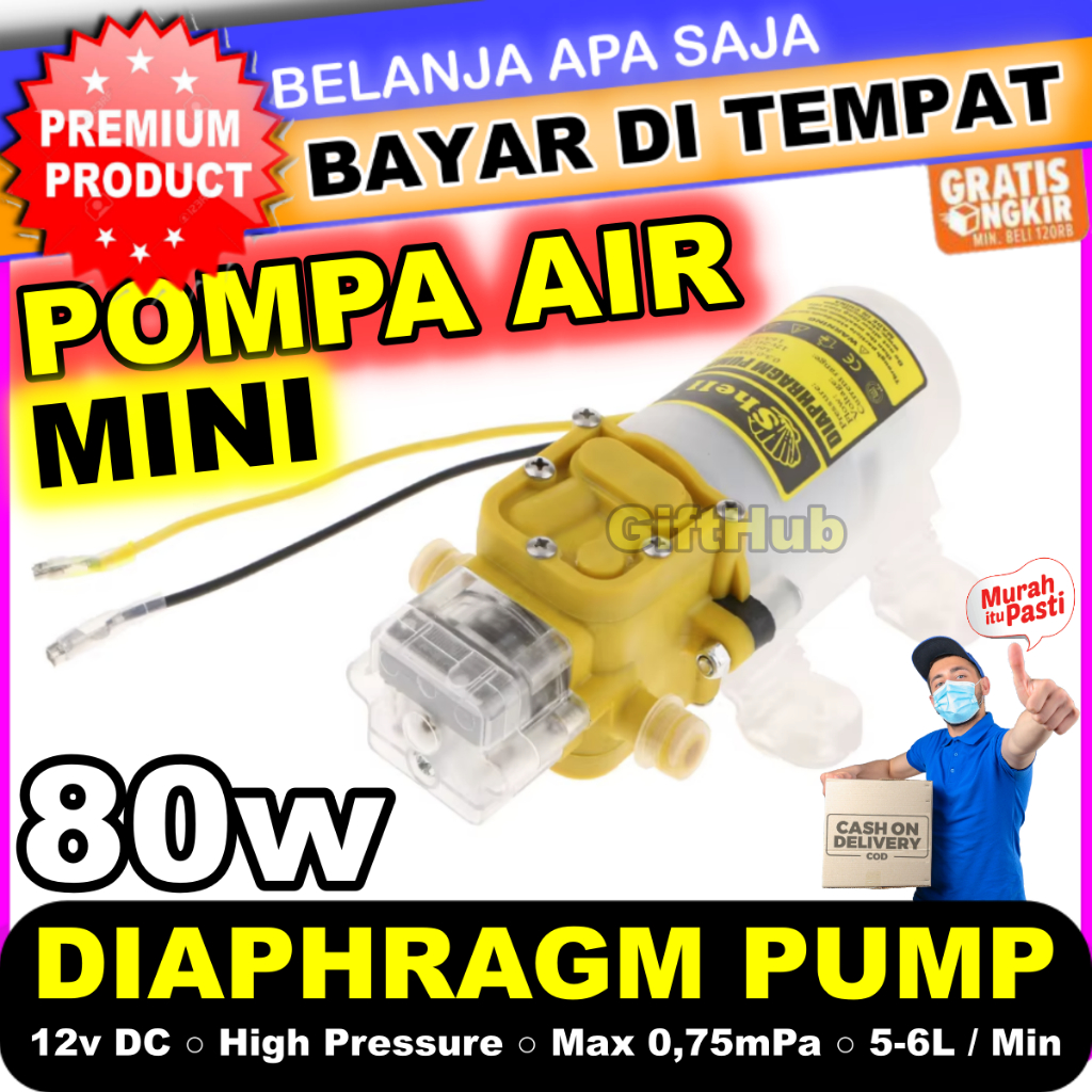 Jual Shell Pompa Air 12v DC High Pressure Car Washing Water Diaphragm ...