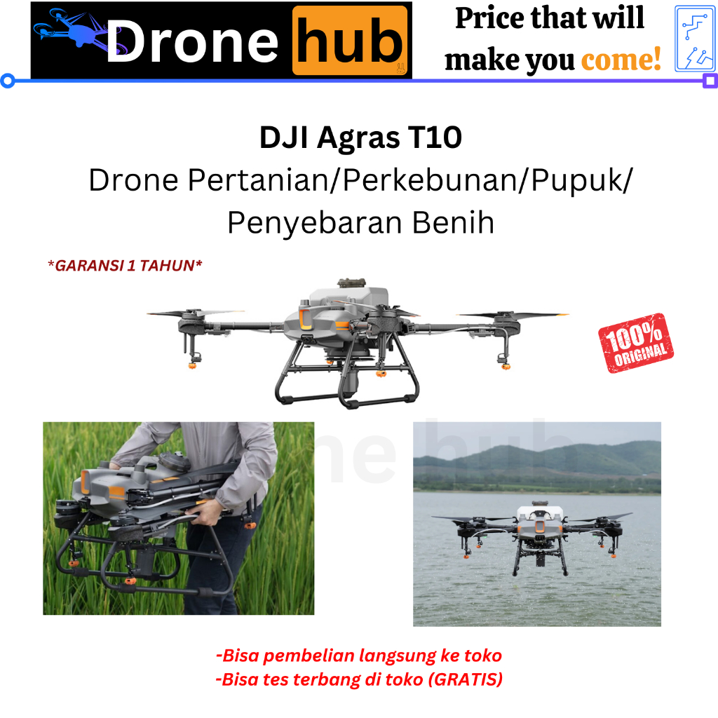 Jual DJI Agras T10 Drone Pertanian dan Perkebunan / Penyebaran Benih ...