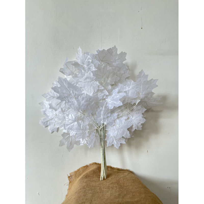 Jual Daun Maple Artificial 1 Ikat 12 PCS Lusinan Cabang 3 warna putih ...