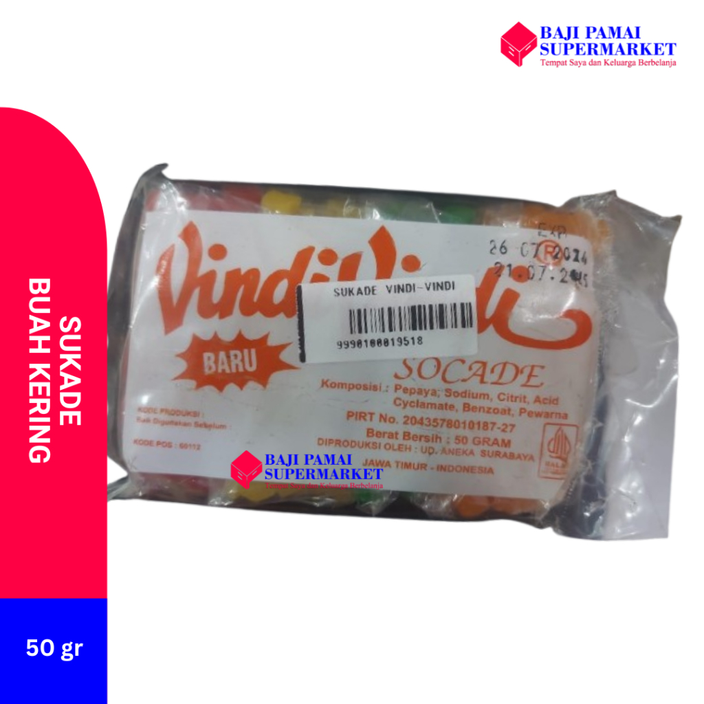 Jual Socade Vindi Vindi 50 gr / Sukade Buah Kering / Topping Kue Warna ...