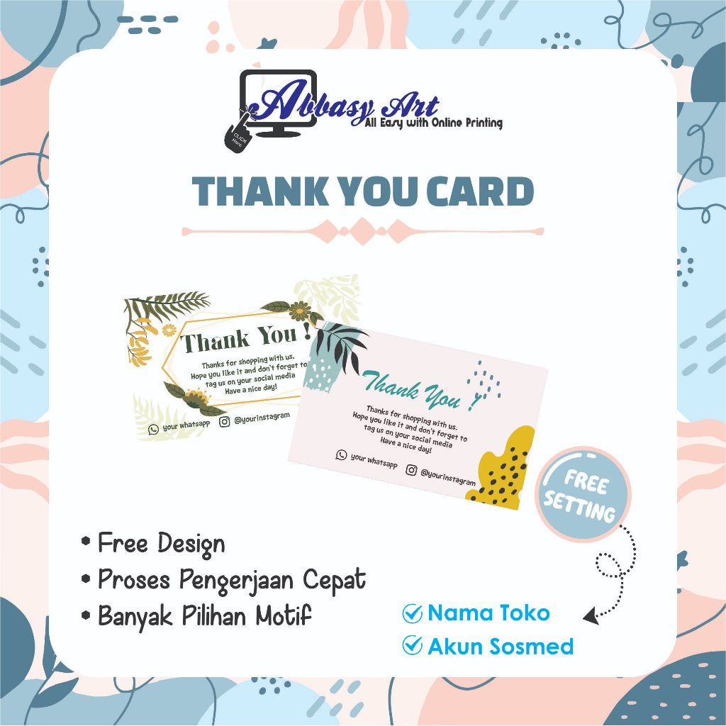 Jual Cetak Thank You Card Custom - Kartu Ucapan Custom - Kartu Hampers - FREE DESIGN | Shopee ...