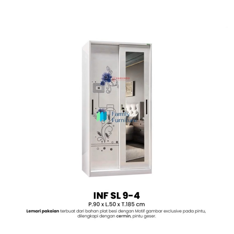 Jual Lemari Pakaian Plat Besi 2 Pintu Slide (INF SL 9-4) | Shopee Indonesia