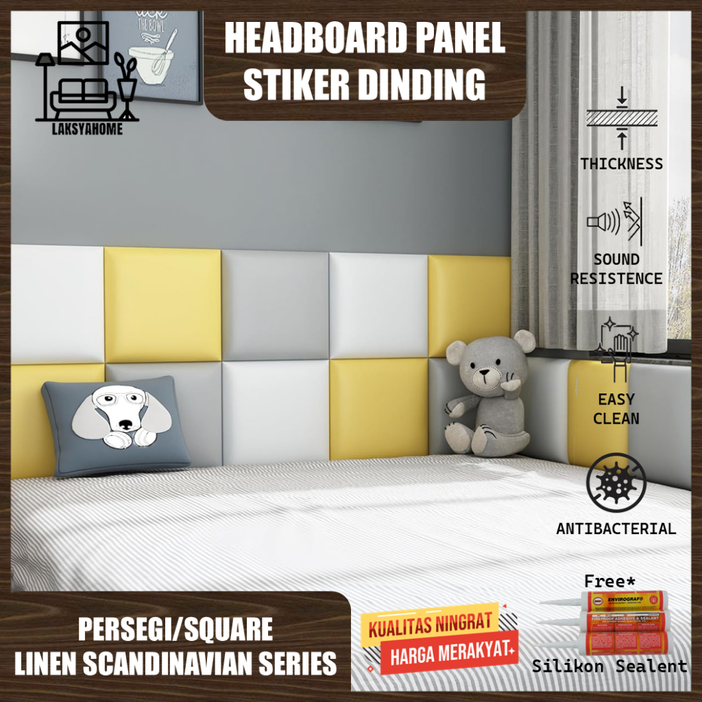 Jual Headboard Panel Dinding 30x30 Linen Scandinavian Series Dekorasi ...