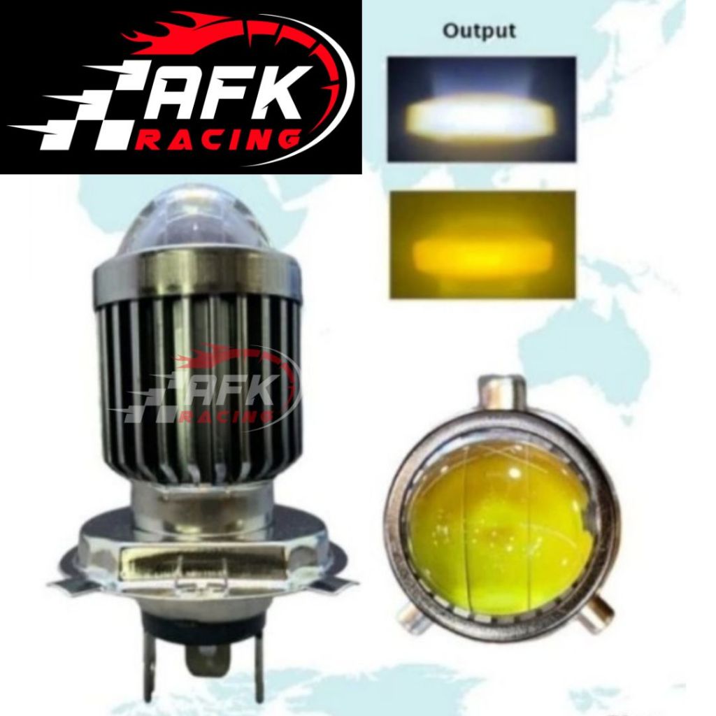 Jual Lampu LED Depan H4 2 sisi 2tone kuning / putih kaki 3 motor vixion ninja dll - led depan ...
