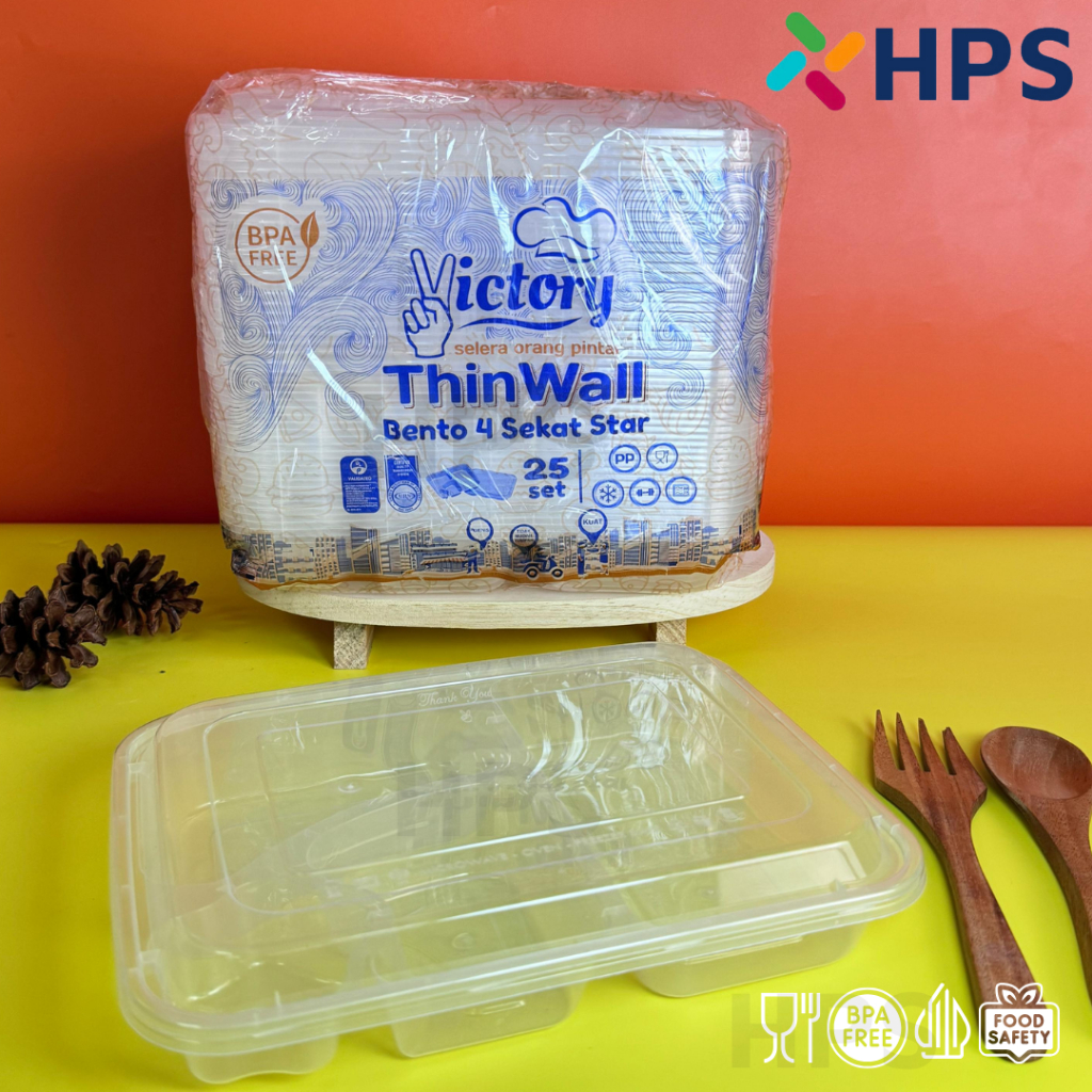 Jual Thinwall Bento 4 Sekat STAR Plastik Food Container Kotak Makan ...