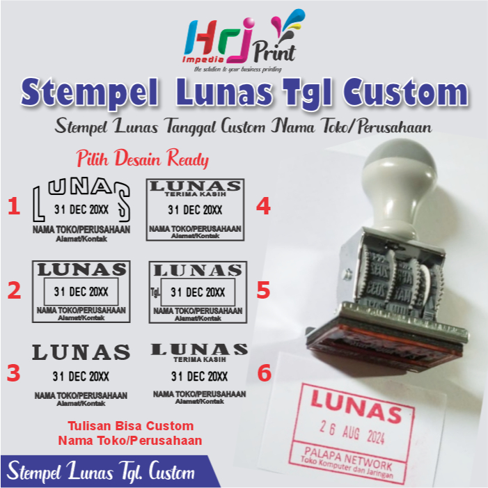 Jual Stempel lunas tanggal custom | Cetak stempel lunas terima kasih tanggal custom | Stempel ...