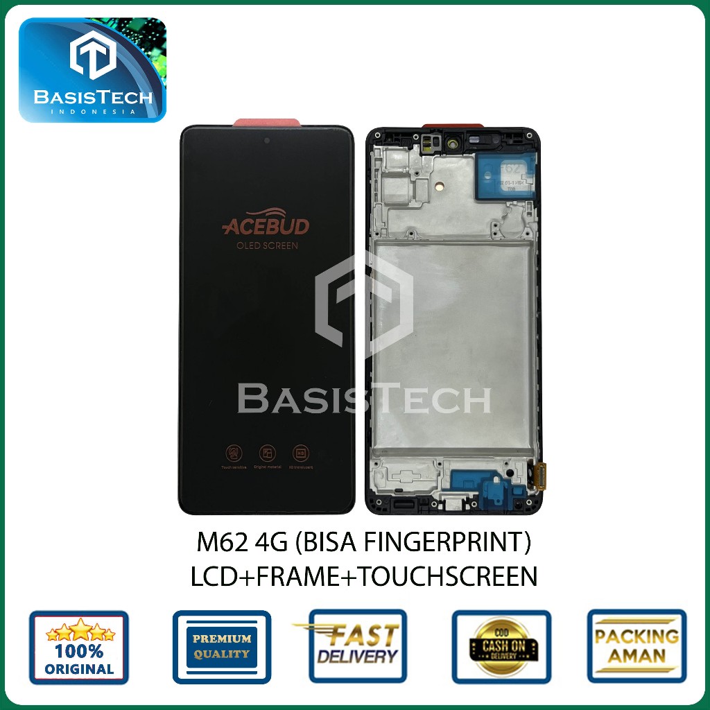 Jual LCD SAMSUNG M62 4G - M625 - M625F +FRAME - BISA FINGERPRINT - OLED ACEBUD | Shopee Indonesia